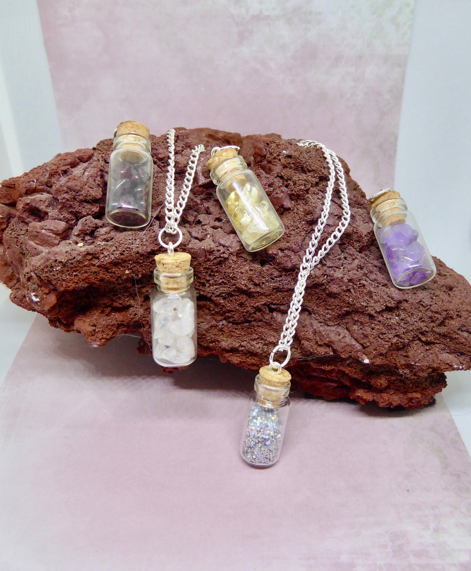 Wish Glass Bottle Gemstone Necklace Pendant on Luulla
