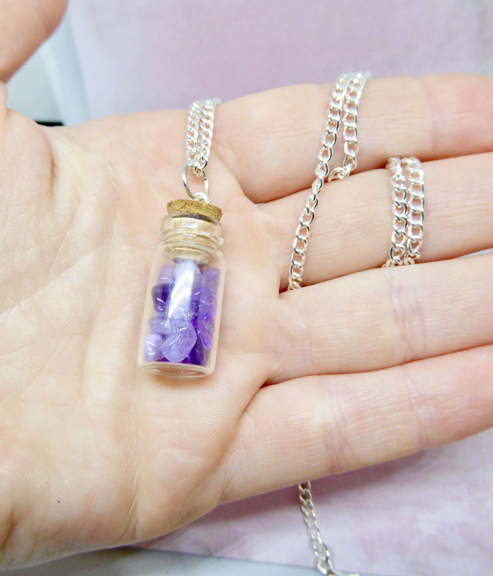 Wish Glass Bottle Gemstone Necklace Pendant on Luulla