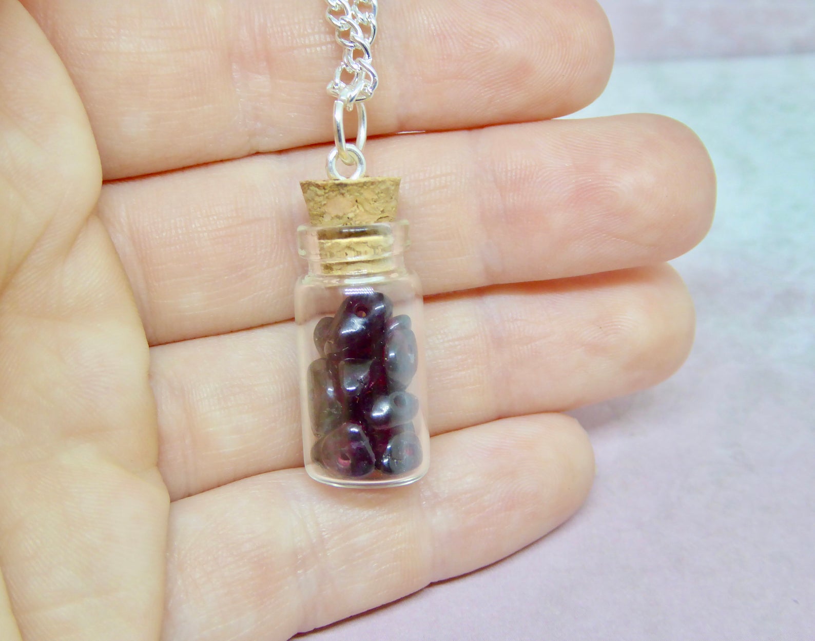 Wish Glass Bottle Gemstone Necklace Pendant on Luulla
