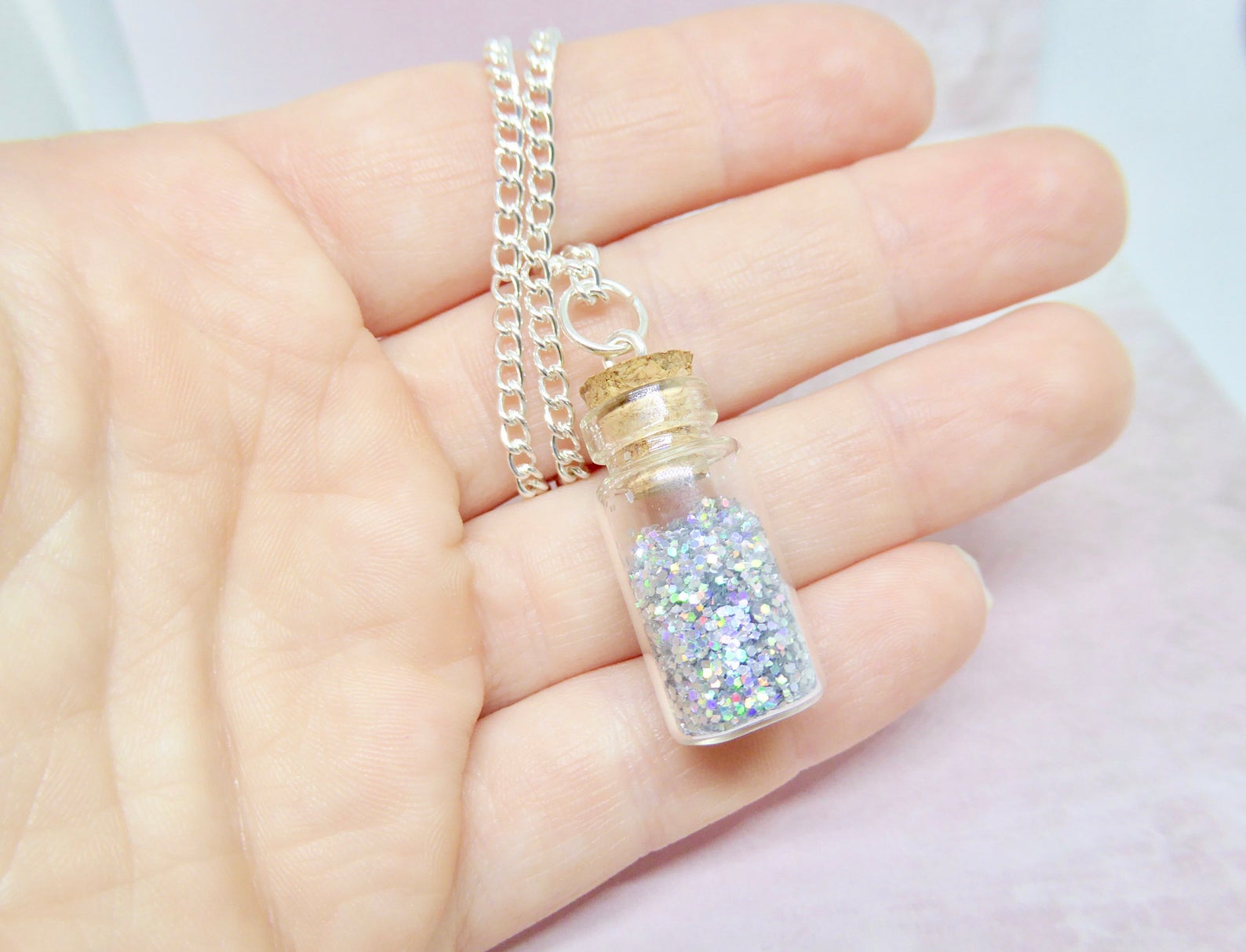 Wish Glass Bottle Gemstone Necklace Pendant on Luulla